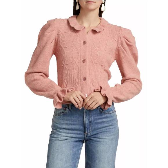 FARM Rio | Sweaters | New Farm Rio Ruffled Knit Cardigan In Light Pink ...
